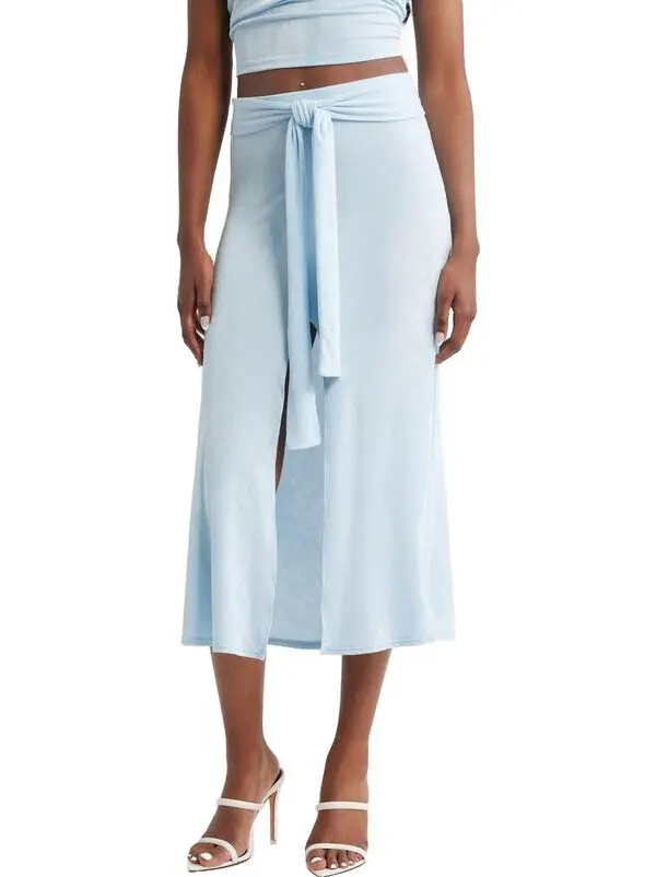 BELLA VENICE Front Tie Maxi Skirt - Blue