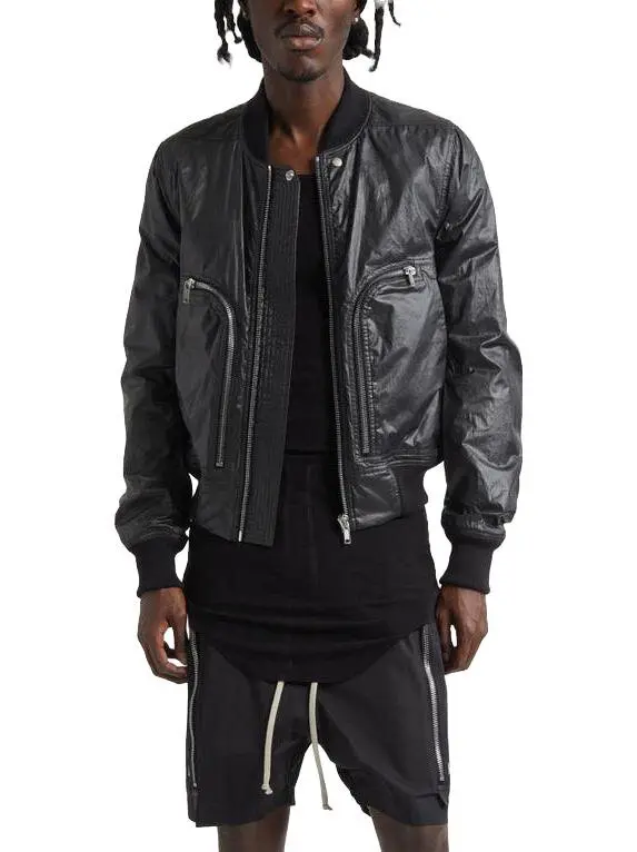 Rick Owens Bauhaus Coated Cotton Flight Jacket - Black