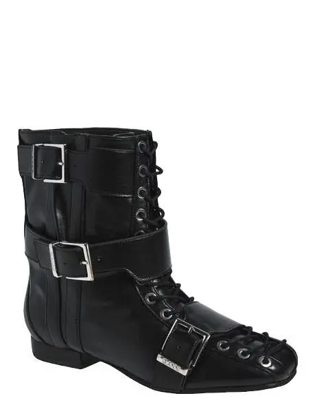 GANNI Lace-up Ankle Boots - Black