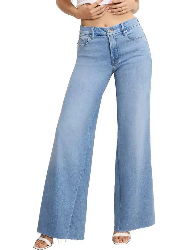 Good American High Waist Wide Leg Palazzo Jeans - Indigo983