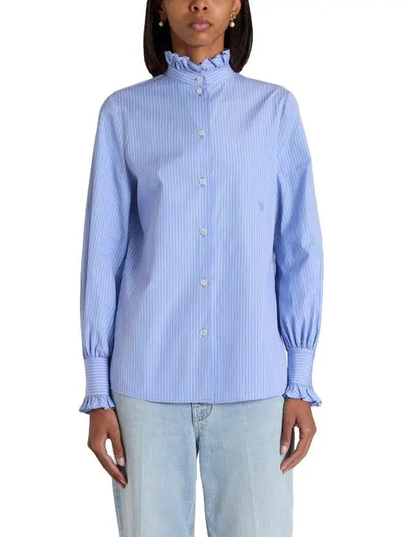 Valentino Garavani Classic Stripe Cotton Poplin Shirt - Lilac/white
