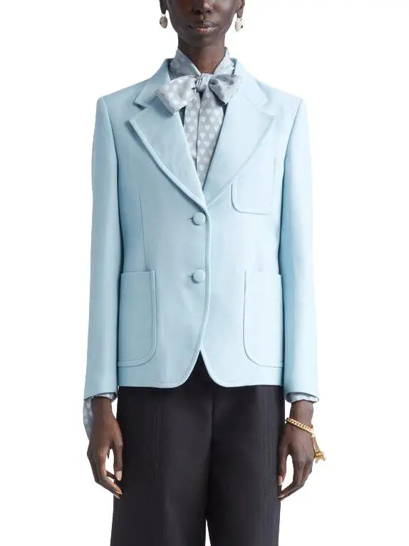 Valentino Garavani Solid Crepe Couture Sport Coat - Grey/blue