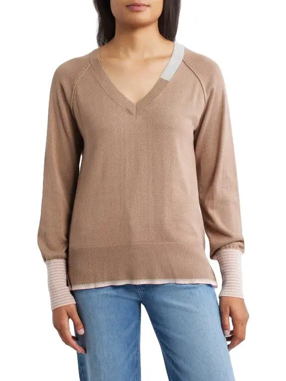 HATLEY Cary V-neck Sweater - Taupe
