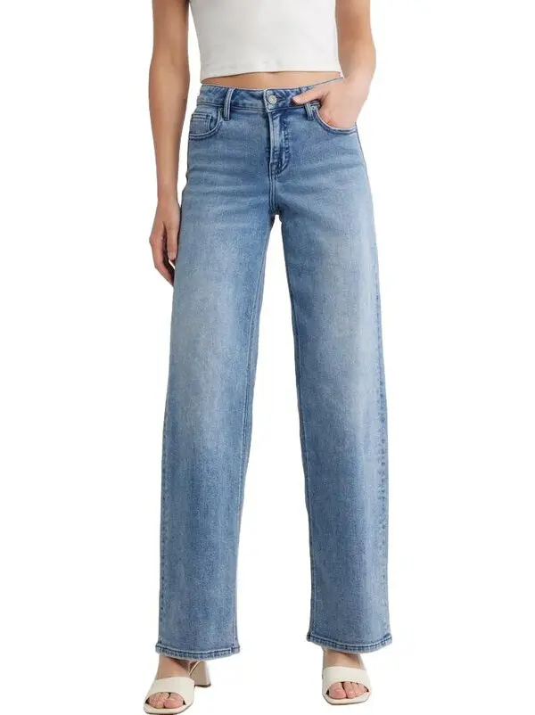 HIDDEN JEANS Mid-rise Dad Jeans - Med.wash