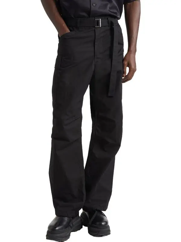 Sacai Belted Cotton & Nylon Ripstop Cargo Pants - Black