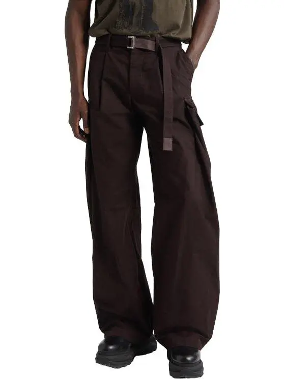 Sacai Belted Cotton & Nylon Ripstop Cargo Pants - Brown
