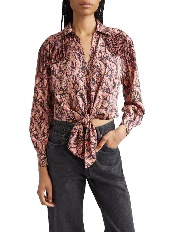 Cinq À Sept Marianna Paisley Print Woven Shirt - Obsidian Multi