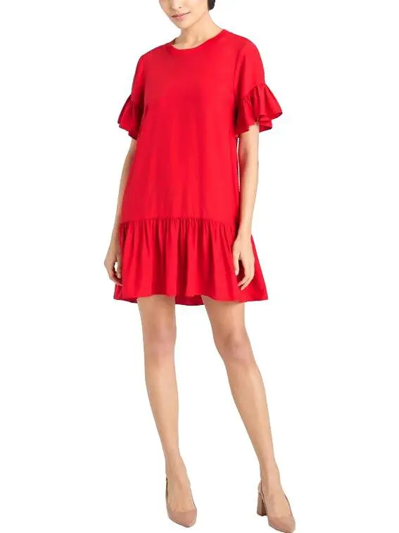 Cinq À Sept Leilah Drop Waist Silk Swing Dress - Red Sapphire