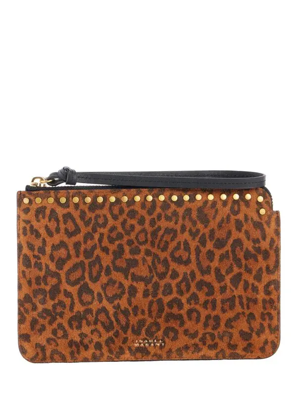 Isabel Marant Oskan Printed Suede Pouch - Leopard