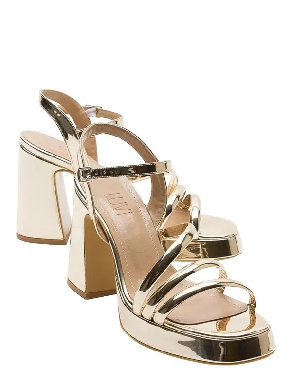 PROLOGUE SHOES Heas Platform Sandal - Gold Faux Leather