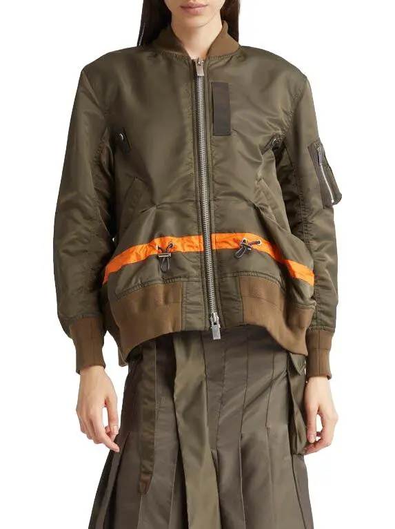 Sacai Nylon Twill Bomber Jacket - Dark Khaki