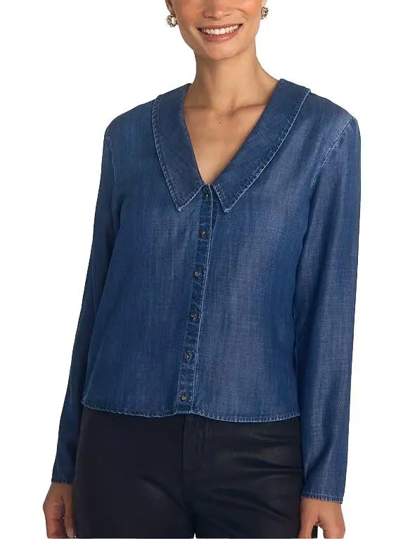 Bella Dahl Puritan Collar Chambray Shirt - Moonlit Wash