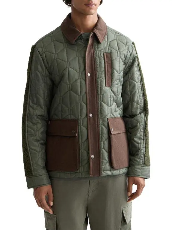 Scotch & Soda Quilted Water Repellent Military Jacket - Thyme