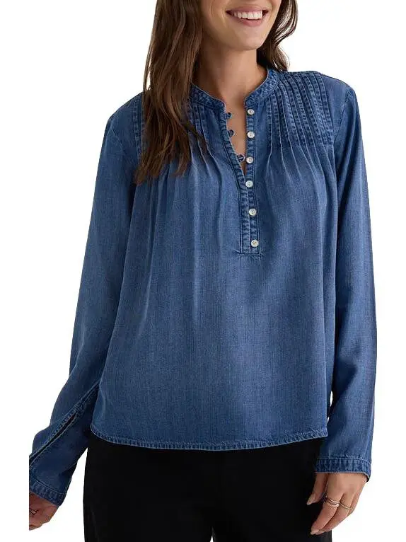 Bella Dahl Pintuck Denim Top - Skyline Spray Wash