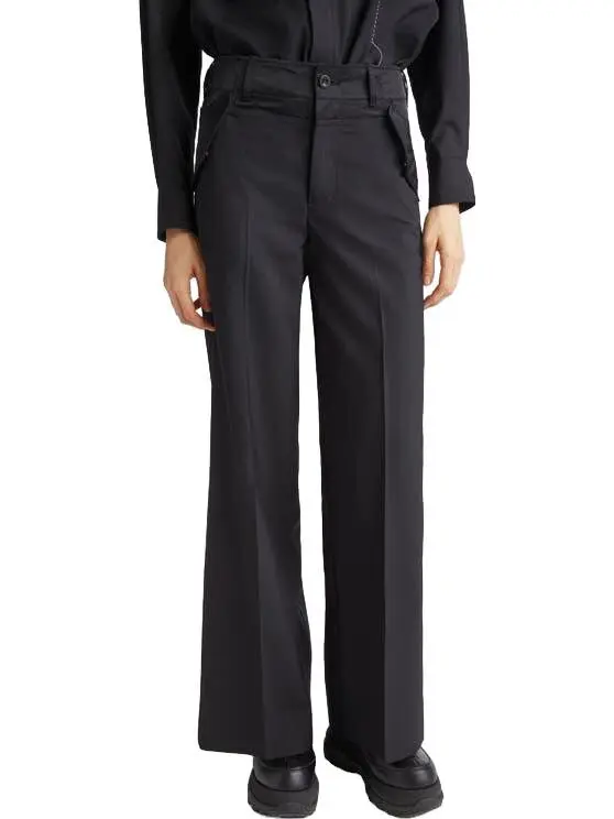 Sacai Suiting Mixed Media Straight Leg Pants - Black