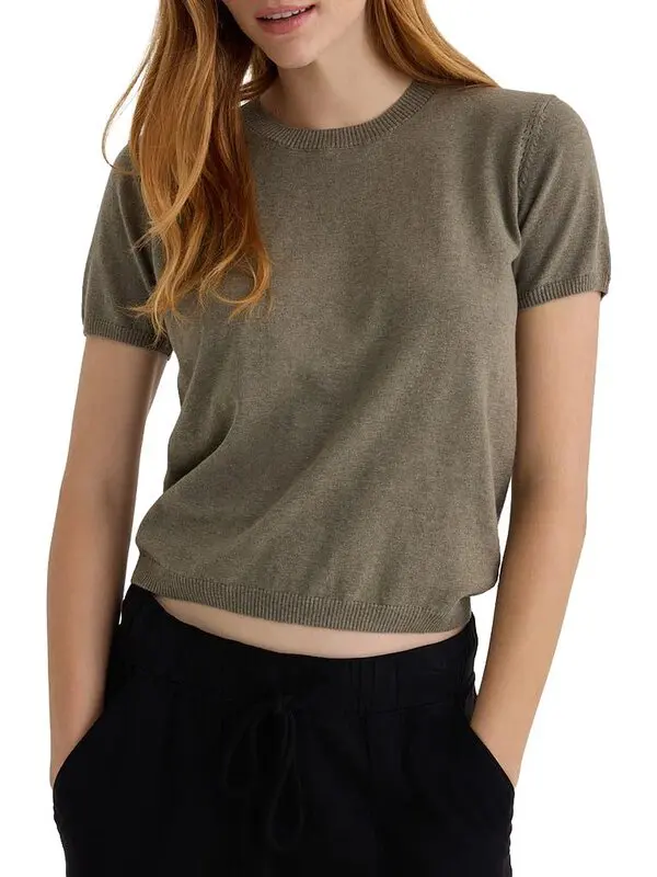 Bella Dahl Short Sleeve Cotton & Cashmere Top - Fernwood