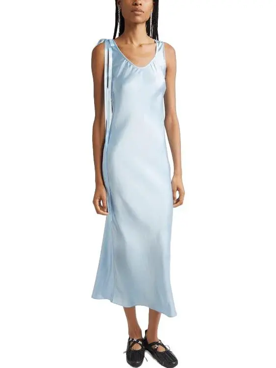 Simone Rocha Bow Detail Silk Satin Dress - Baby Blue