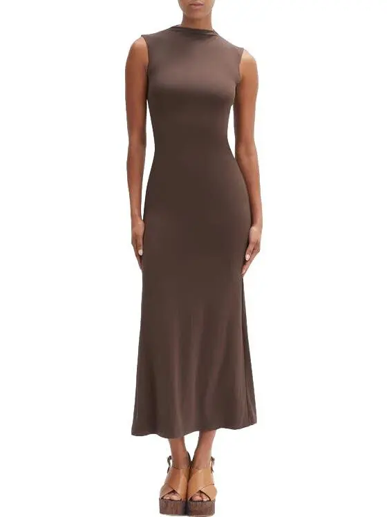 Bardot Veneda High Neck Maxi Dress - Chocolate