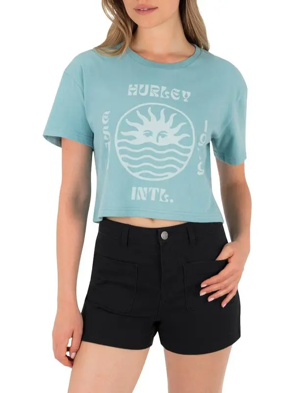 Hurley Boxy Crop Graphic T-shirt - Reef Waters