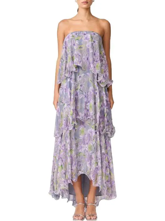 ELLIATT Milena Floral Tiered Maxi Dress - Fog Lilac
