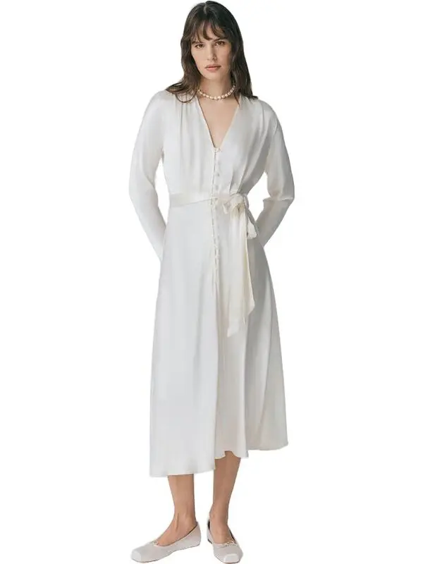 GHOST LONDON Meryl Satin Midi Dress - Ivory