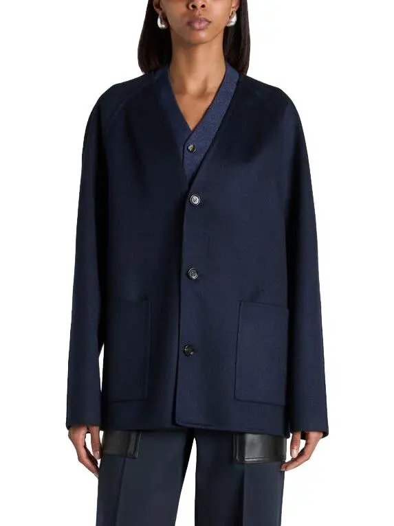 Bottega Veneta Light Wool & Cashmere Double Face Coat - 4121 Navy
