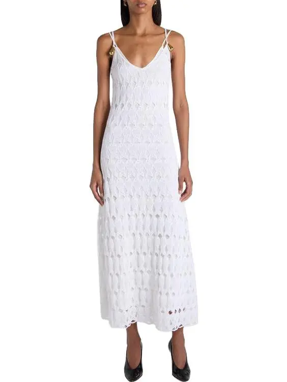 Bottega Veneta Cotton And Silk Fish Lace Slipdress - 9071 Chalk