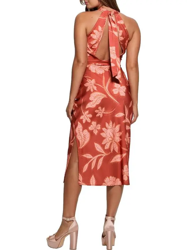 Guess Satin Halter Cocktail Dress - Canyon Blossom Print