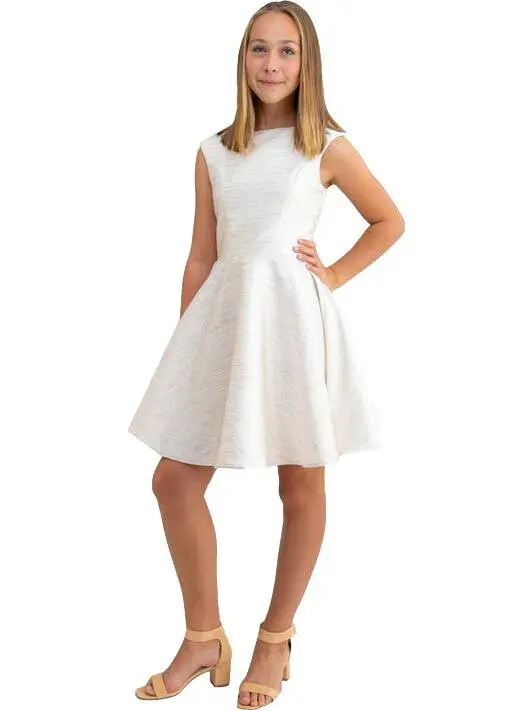UN DEUX TROIS Cap Sleeve Fit And Flare Dress - Ivory
