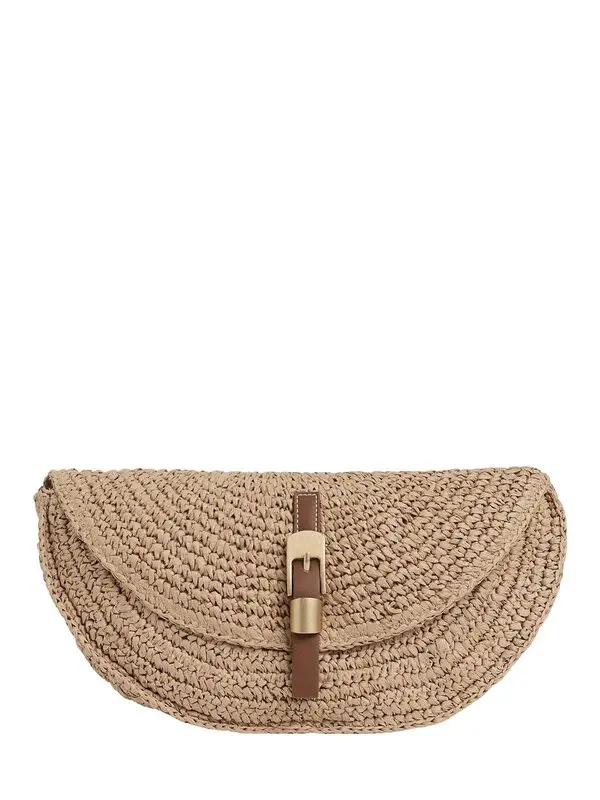REISS Aria Woven Clutch - Natural