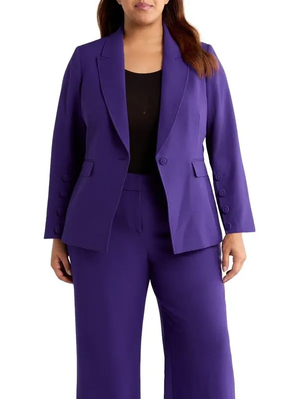 TAHARI ASL One-button Peak Lapel Blazer - Regal Purple