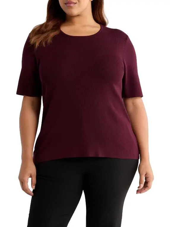 TAHARI ASL Short Sleeve Sweater - Plum