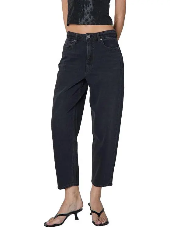 UNPUBLISHED Taylor Trip High-waist Barrel Leg Jeans - Washed Black
