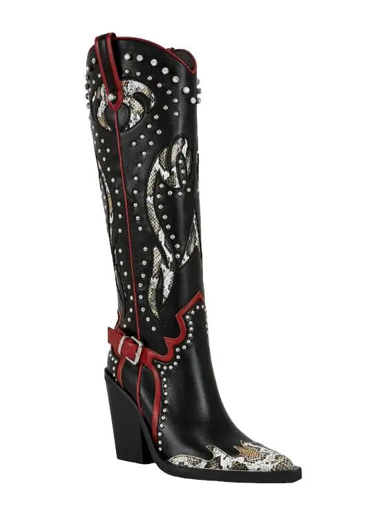 AZALEA WANG Hyperion Western Boots - Black