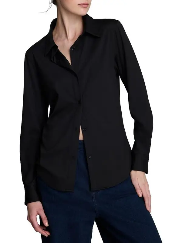 KENNETH COLE Knit Button-up Shirt - Black