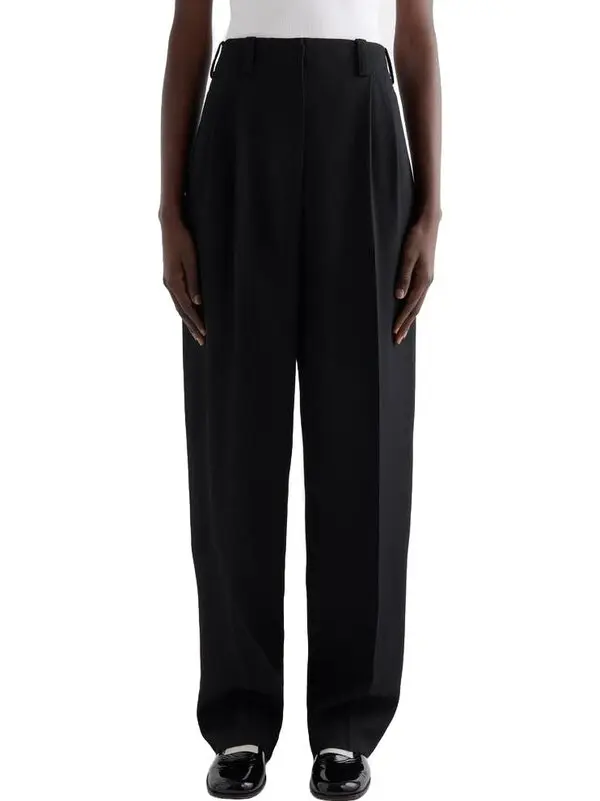 Givenchy Double Pleat Low Waist Wool Pants - Black