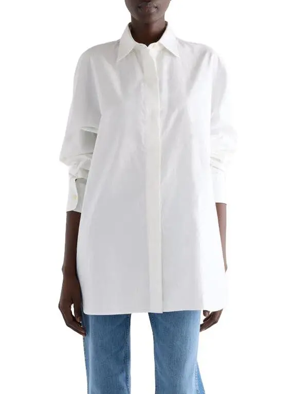 Givenchy Cocoon Cotton Poplin Button-up Shirt - White