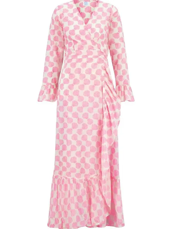 MER ST. BARTH Genevieve Ruffle Wrap Dress - Shell Beach Pink