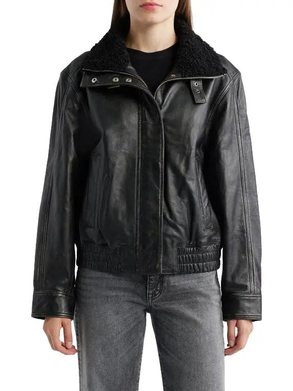 Sam Edelman Lambskin Leather Jacket - Black