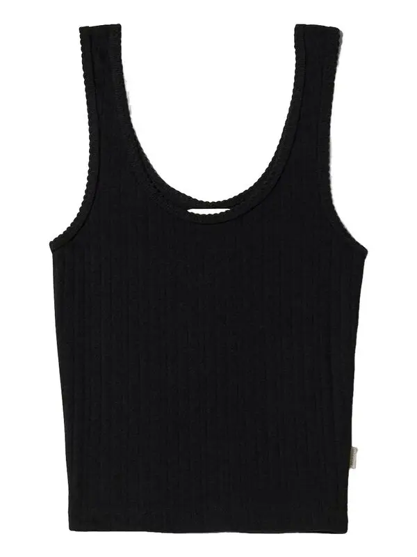 Brixton Pointelle Stitch Cotton Tank - Black