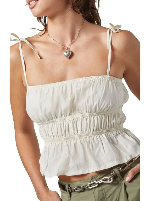 Brixton Eden Smocked Crop Camisole - Off White