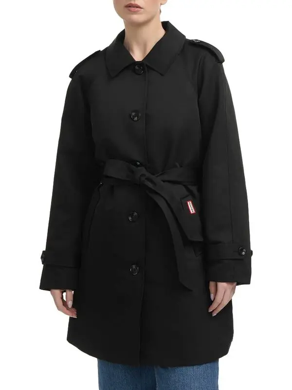 Hunter Stacy Water Resistant Gabardine Trench Coat - Black
