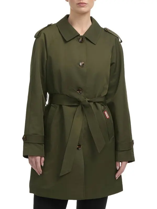 Hunter Stacy Water Resistant Gabardine Trench Coat - Hunter Green