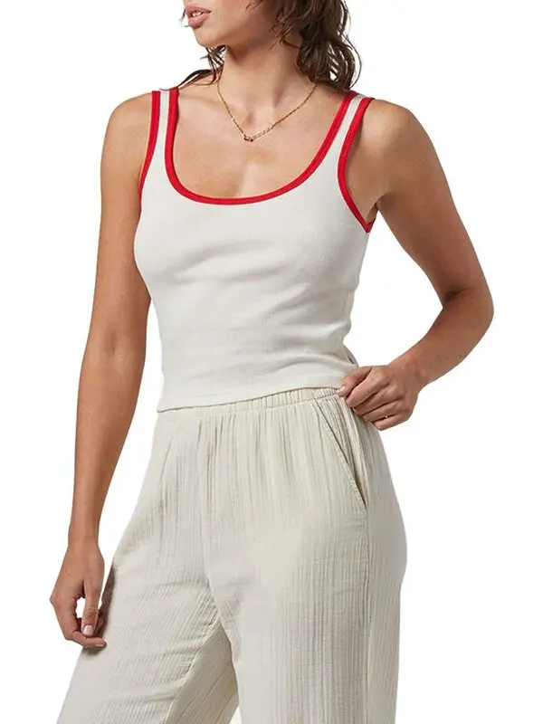 Brixton Organic Cotton Tank - Off White/crimson