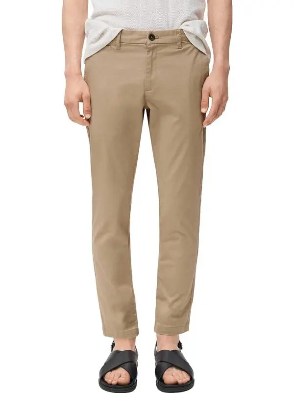 Mango Prato Crop Tapered Stretch Cotton Chinos - Beige