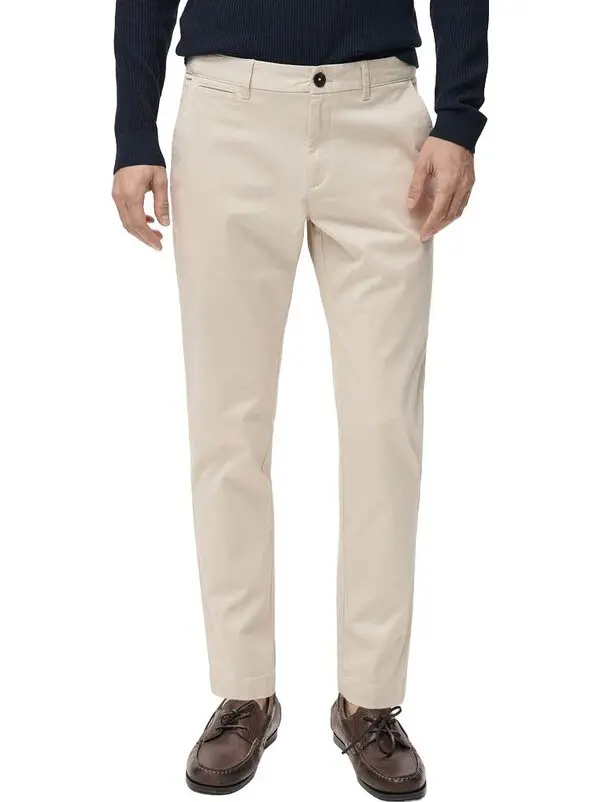 Mango Prato Crop Tapered Stretch Cotton Chinos - Ecru