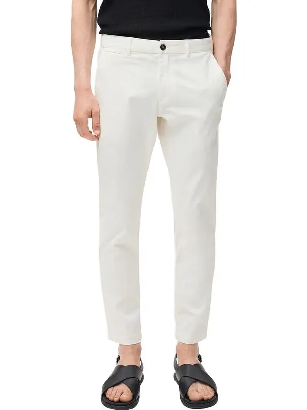 Mango Prato Crop Tapered Stretch Cotton Chinos - Off White