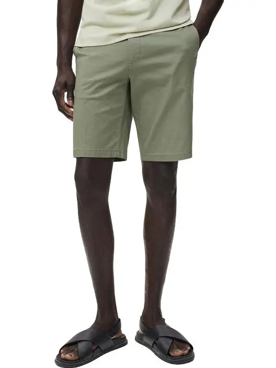 Mango Flat Front Stretch Cotton Bermuda Shorts - Green