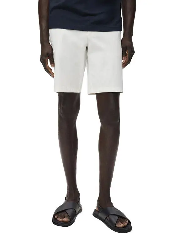 Mango Flat Front Stretch Cotton Bermuda Shorts - White