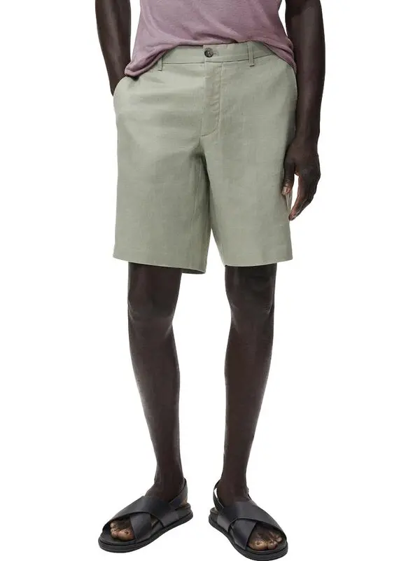 Mango Slim Fit Linen Bermuda Shorts - Mint Green